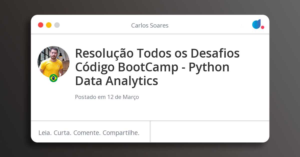 Resolução Todos os Desafios Código BootCamp - Python Data Analytics