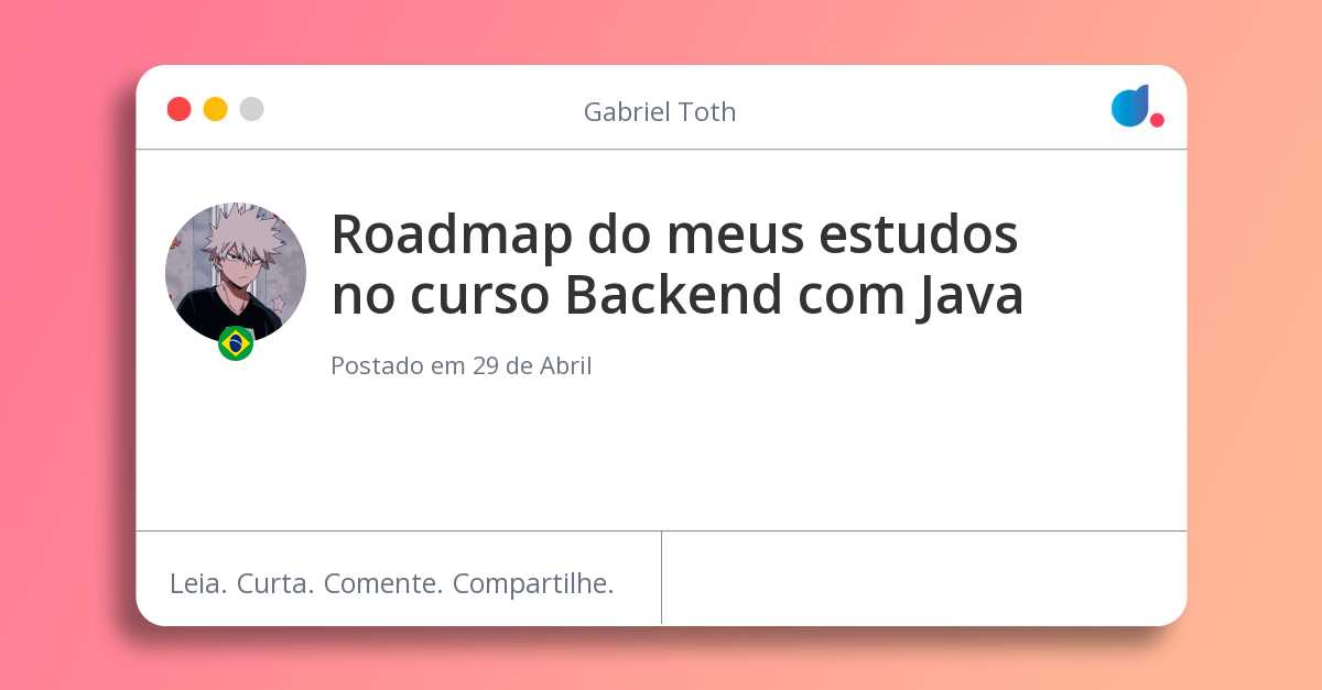 Roadmap do meus estudos no curso Backend com Java
