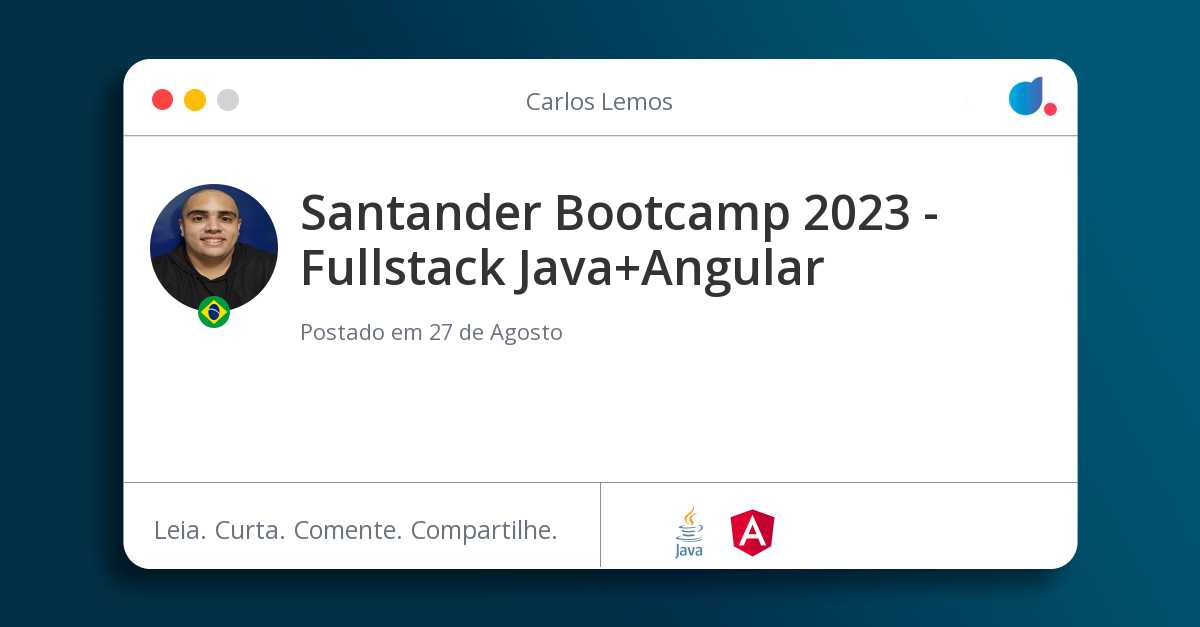 Santander Bootcamp 2023 - Fullstack Java+Angular