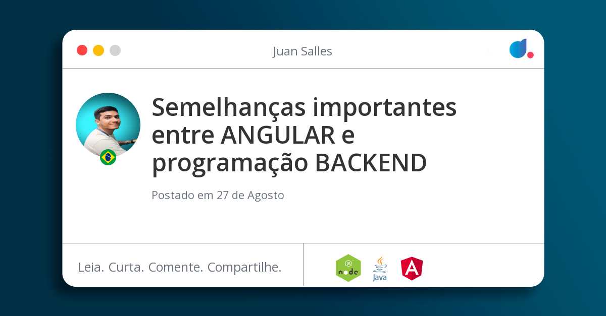 Semelhanças importantes entre ANGULAR e programação BACKEND