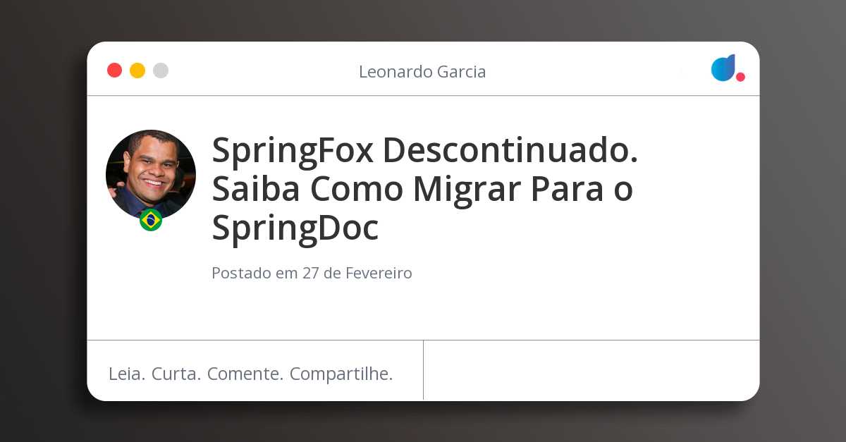 SpringFox Descontinuado. Saiba Como Migrar Para o SpringDoc | Leonardo Garcia | Spring Boot ...