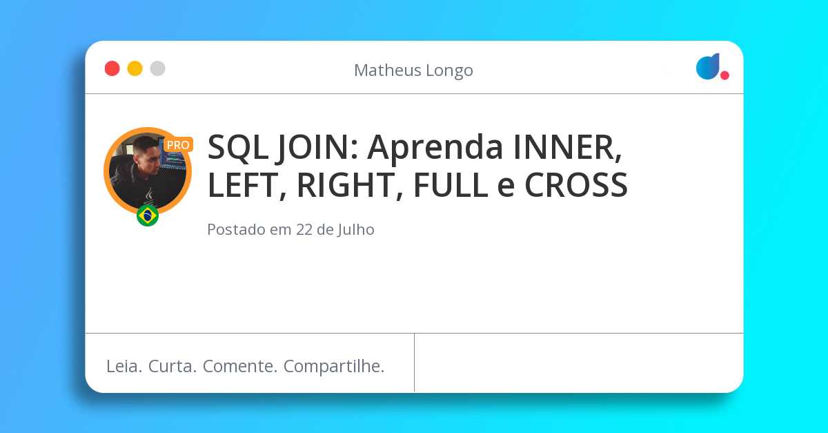 Sql Join Aprenda Inner Left Right Full E Cross