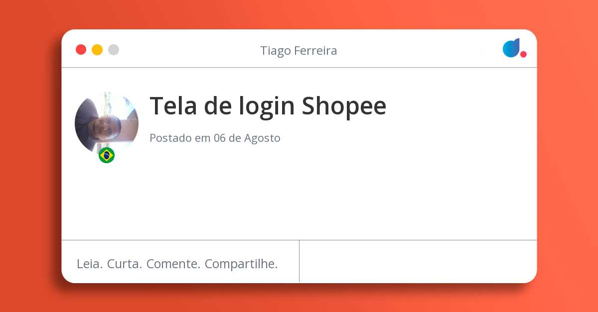 Tela de login Shopee