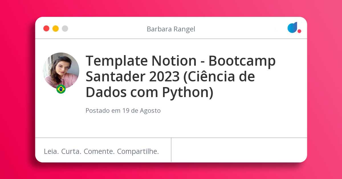 Template Notion - Bootcamp Santader 2023 (Ciência de Dados com Python)