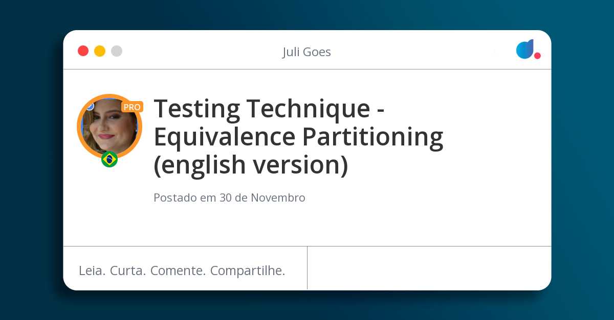 Testing Technique - Equivalence Partitioning (english version) Testing Technique - Equivalence Partitioning (english version)