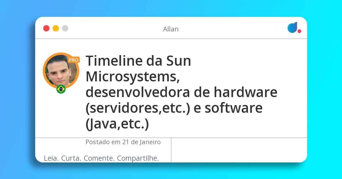 🏢 Timeline da Sun Microsystems, finada gigante desenvolvedora de software (Java,Solaris,etc.) e ...