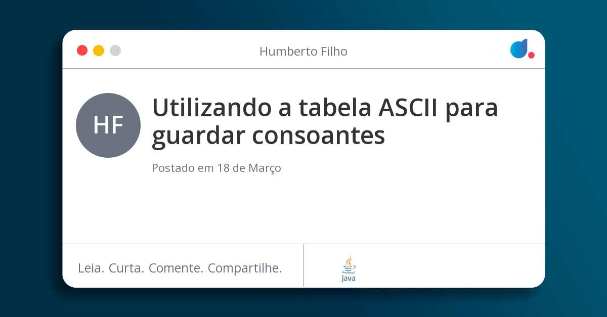 Utilizando a tabela ASCII para guardar consoantes