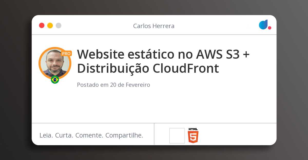 Website estático no AWS S3 + Distribuição CloudFront