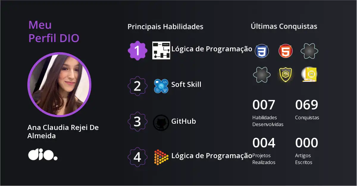 Ana Claudia Rejei De Almeida — DIO Community Profile