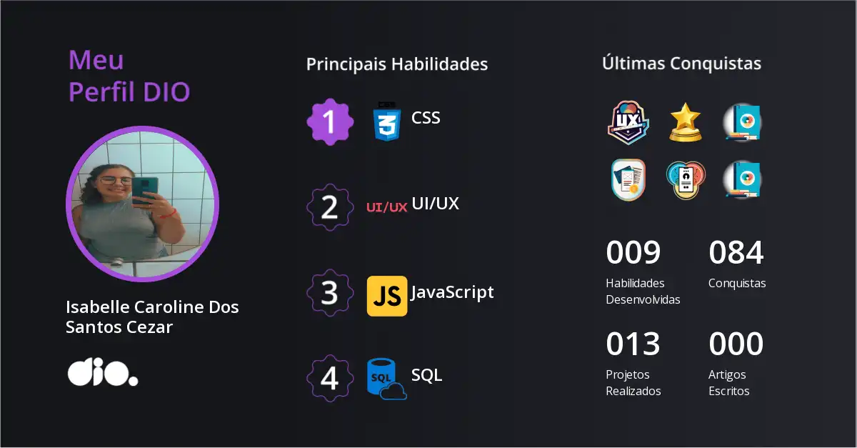 Isabelle Caroline Dos Santos Cezar — DIO Community Profile