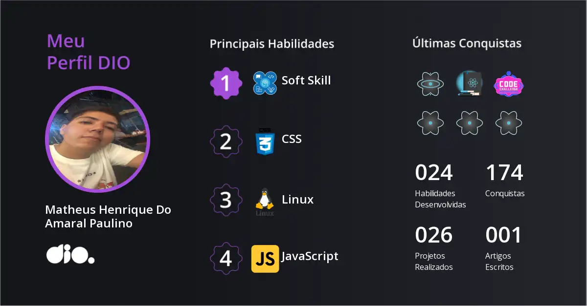 Matheus Henrique Do Amaral Paulino — DIO Community Profile