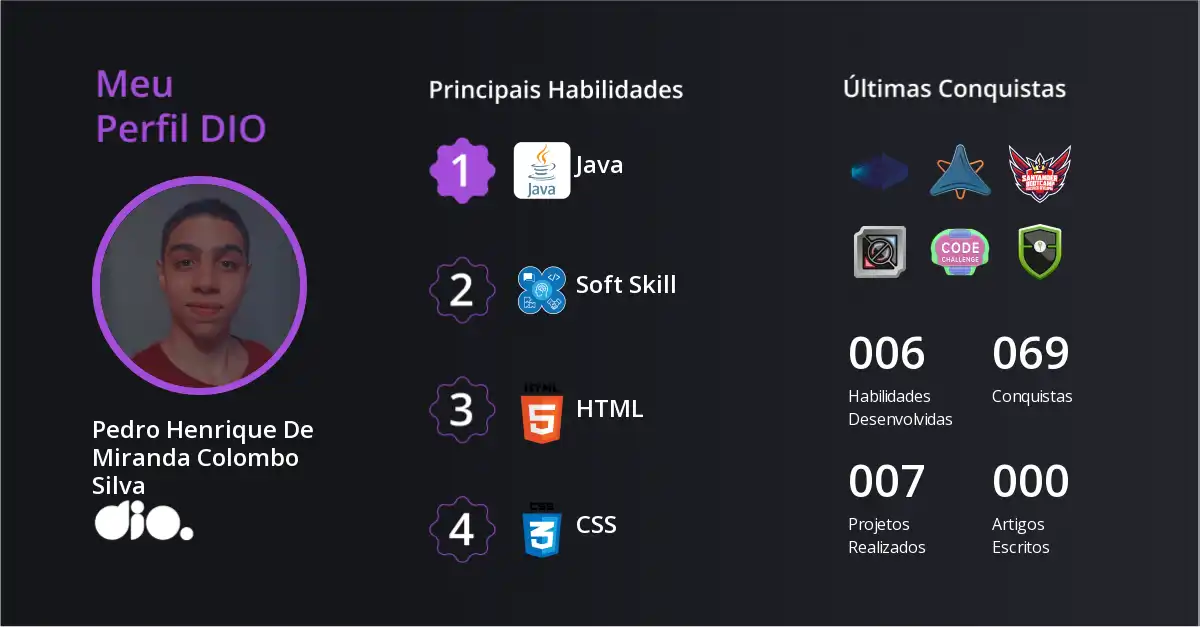 Pedro Henrique De Miranda Colombo Silva — DIO Community Profile
