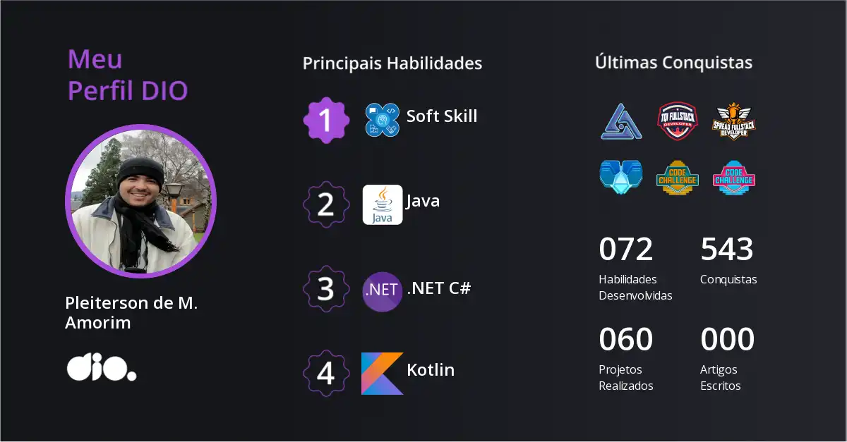 Pleiterson de M. Amorim — DIO Community Profile
